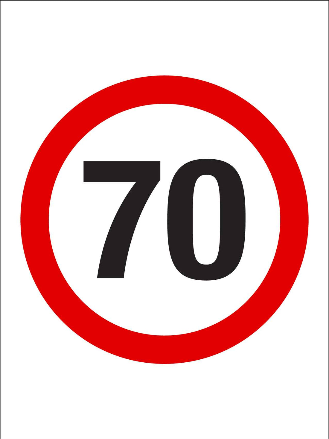 70km Speed Sign – New Signs