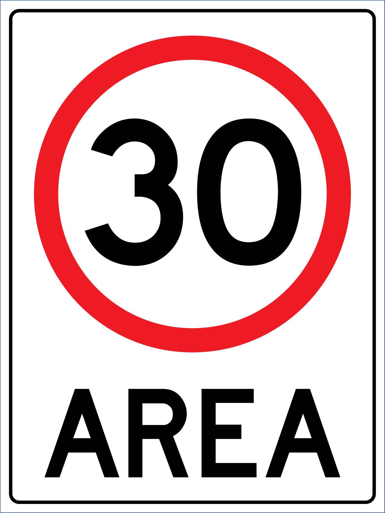 Area Speed Limit 30km Sign – New Signs