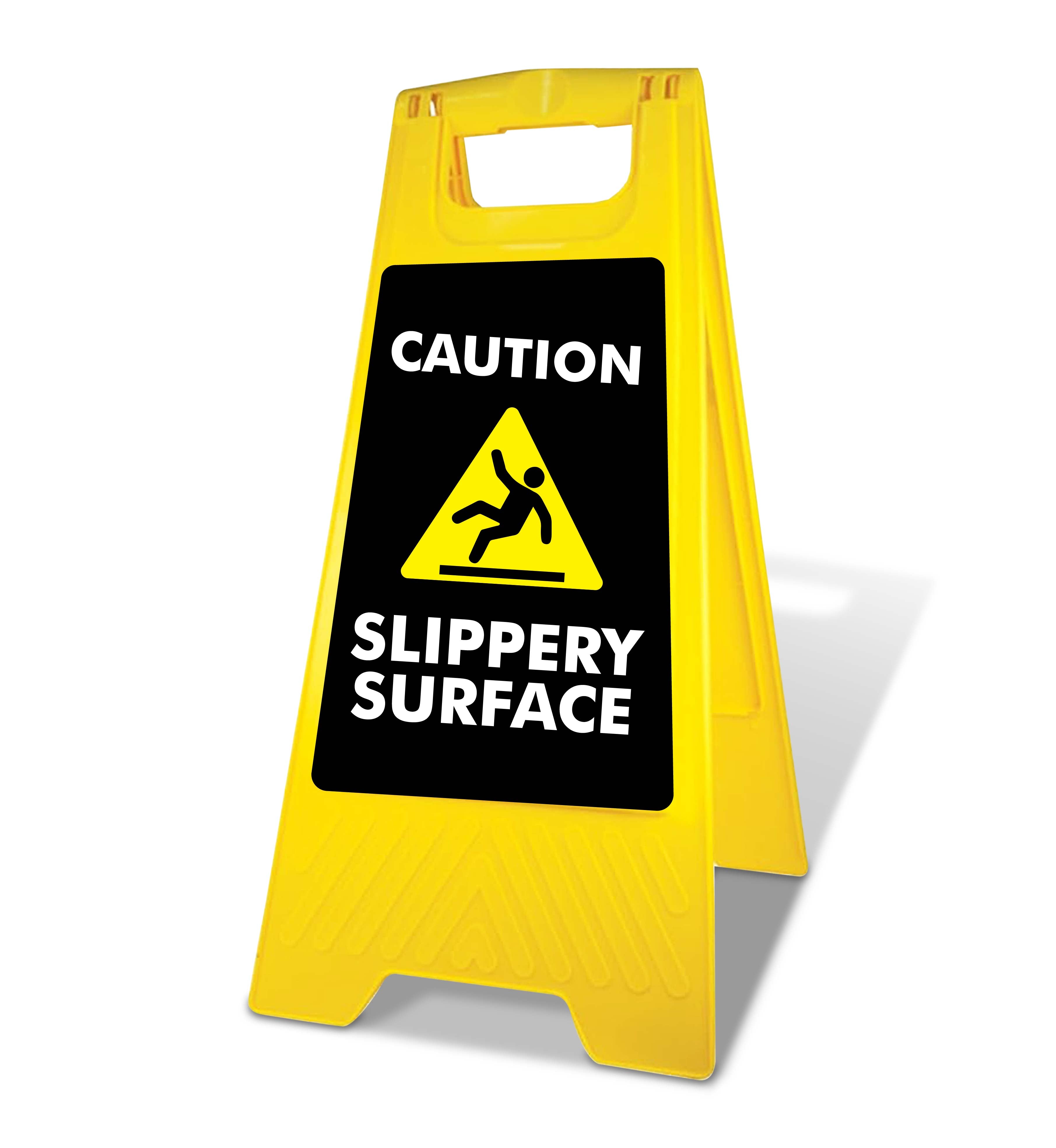 Yellow A-Frame - Caution Slippery Surface Black – New Signs