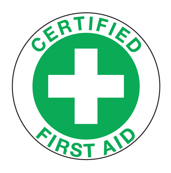 CERTIFIED FIRST AID GREEN Hard Hat Stickers – New Signs