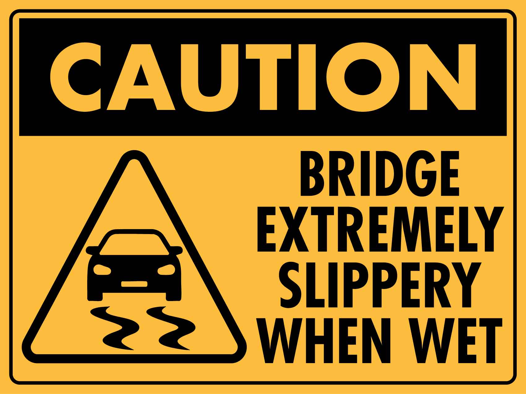 Caution Bridge Extremely Slippery When Wet Sign – New Signs