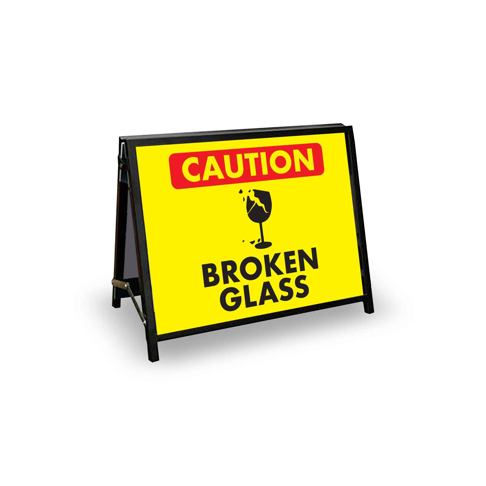 A-Frame Landscape Black - Caution Broken Glass Corflute Inserts – New Signs