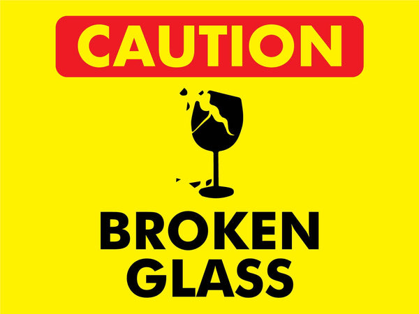 Caution Broken Glass Icon Sign – New Signs