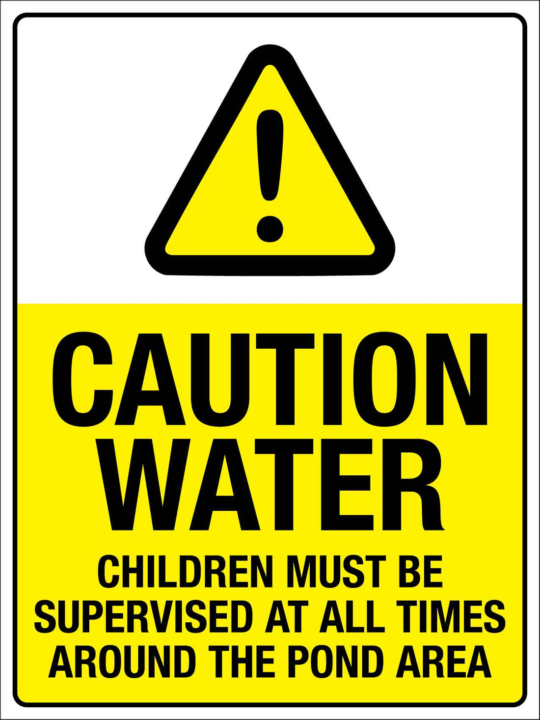 Caution Water Children Must Be Supervised Sign – New Signs