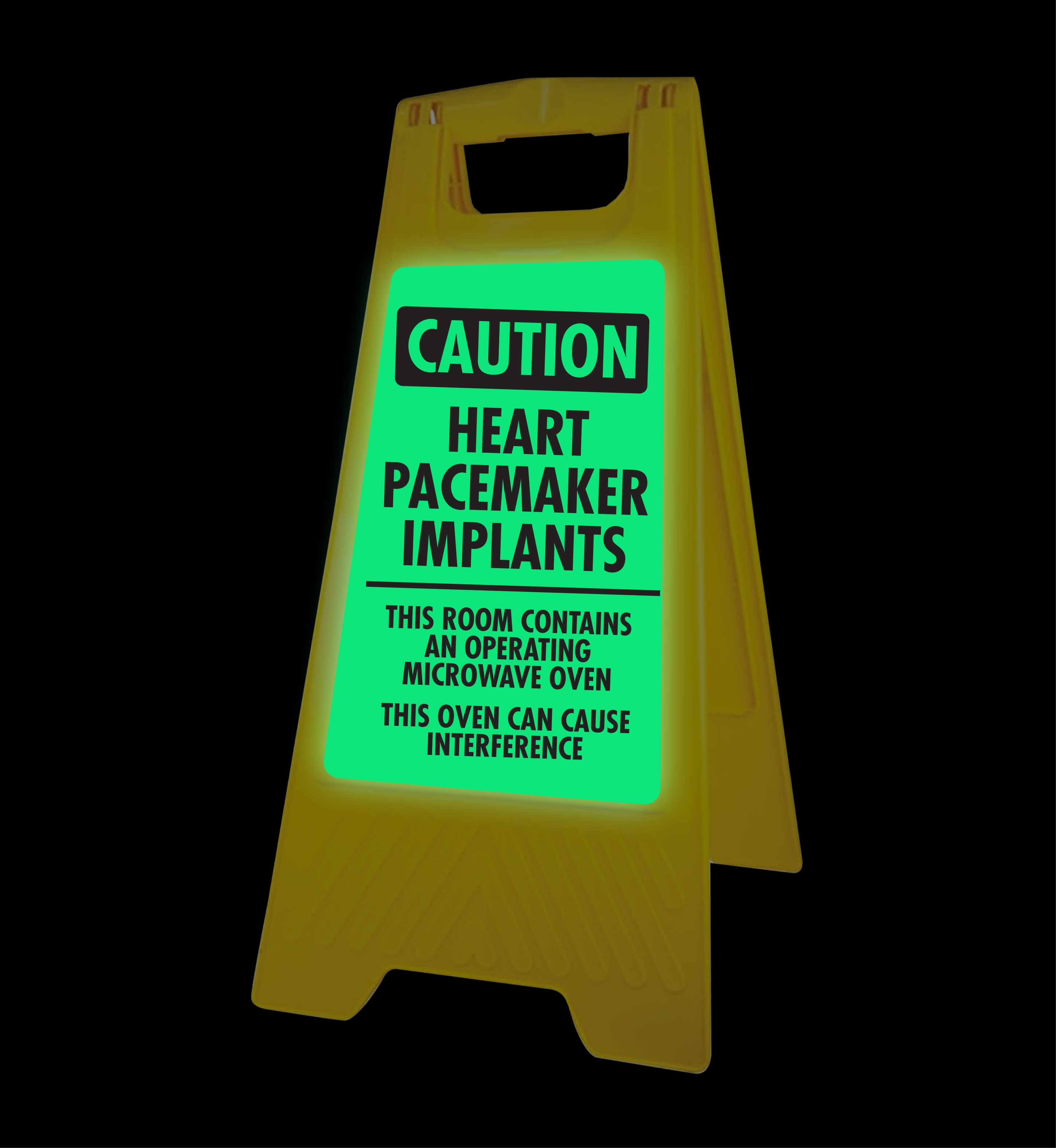 Glow In The Dark - Yellow A-Frame - Caution Heart Pacemaker Implants ...