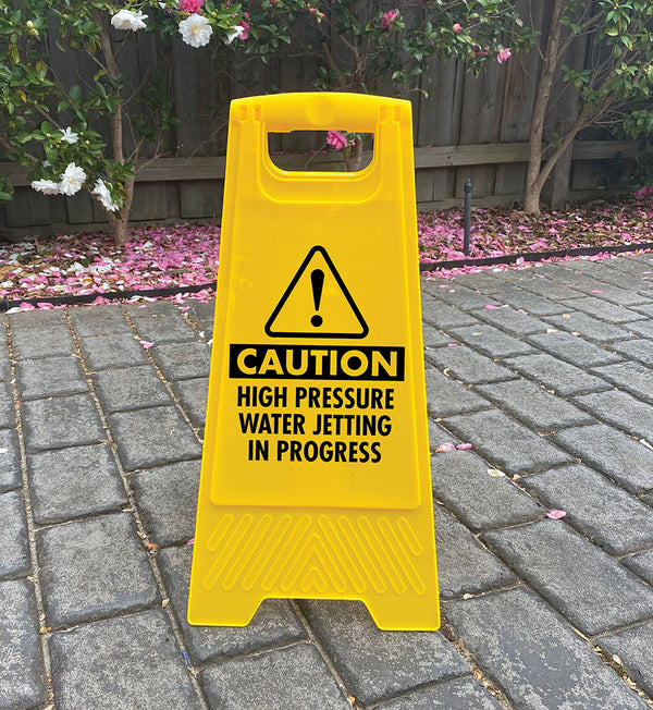 Yellow A-Frame - Caution High Pressure Water In Jetting – New Signs