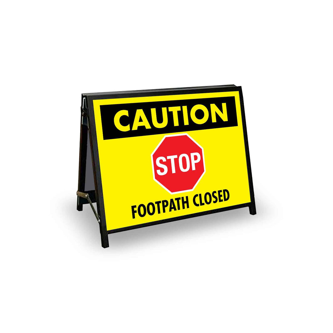 A-Frame Landscape Black - Caution Stop Footpath Closed Corflute Insert ...