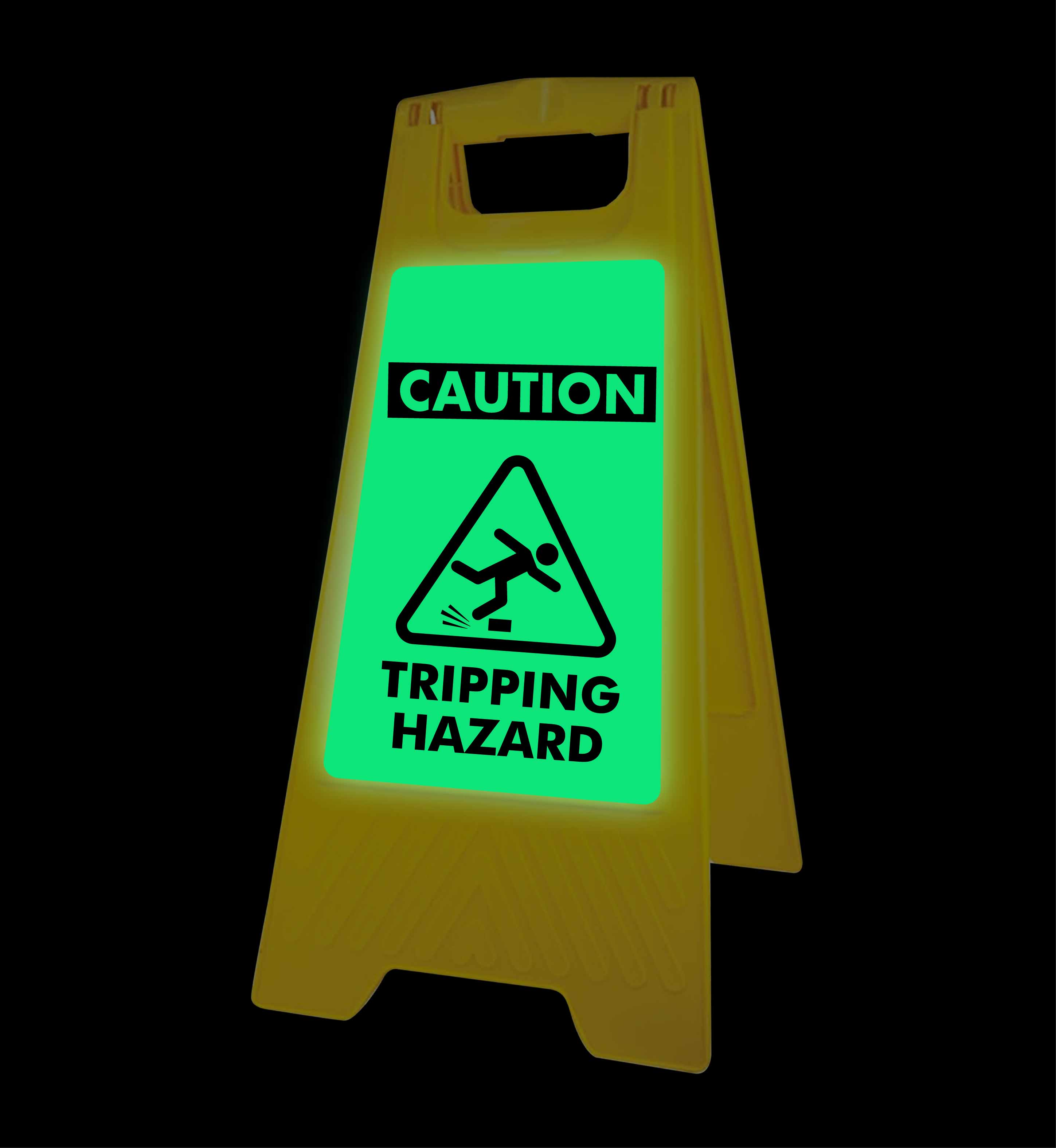Glow In The Dark - Yellow A-Frame - Caution Tripping Hazard – New Signs