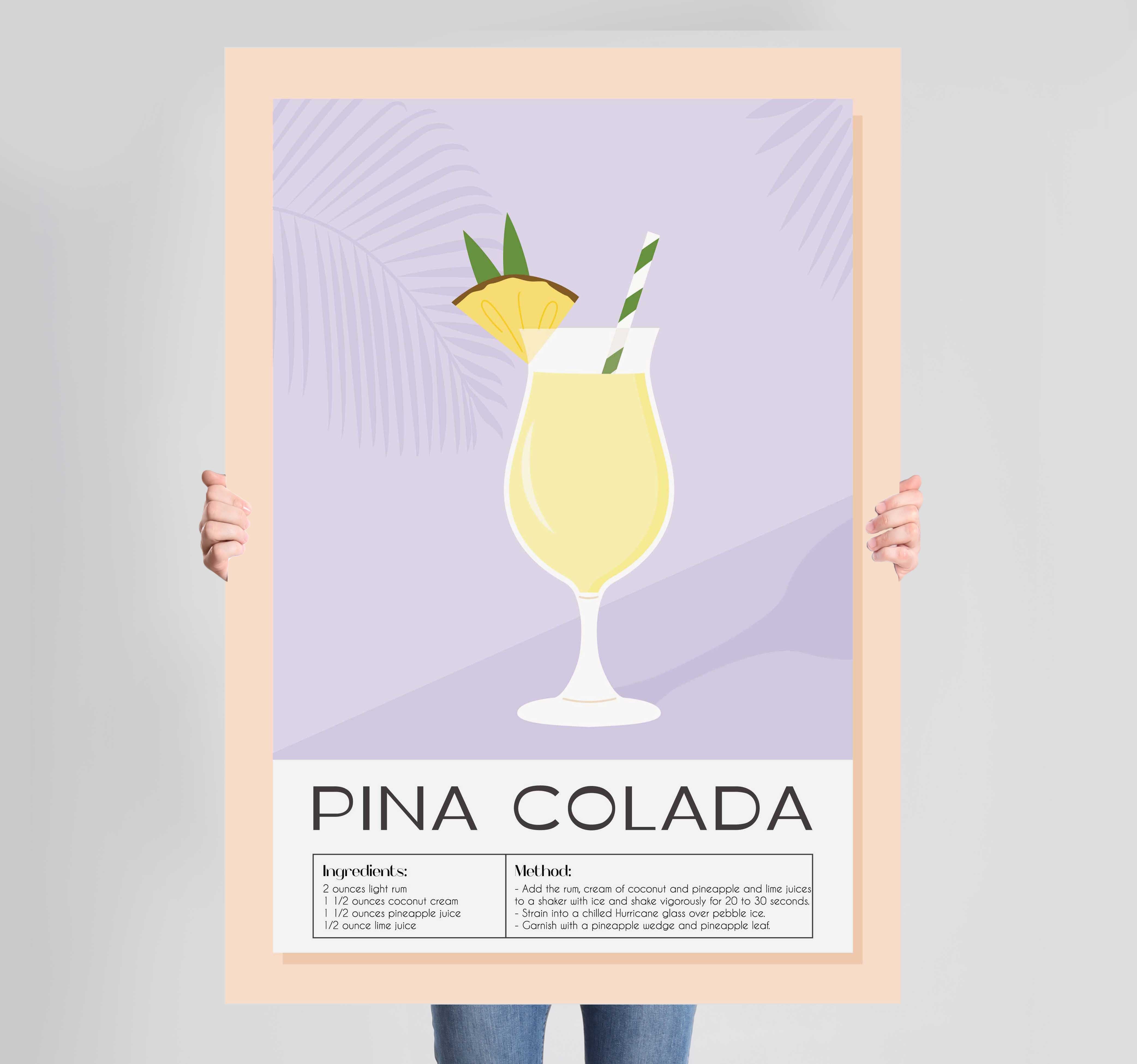 Cocktail Pina Colada Poster Wall Art Prints – New Signs