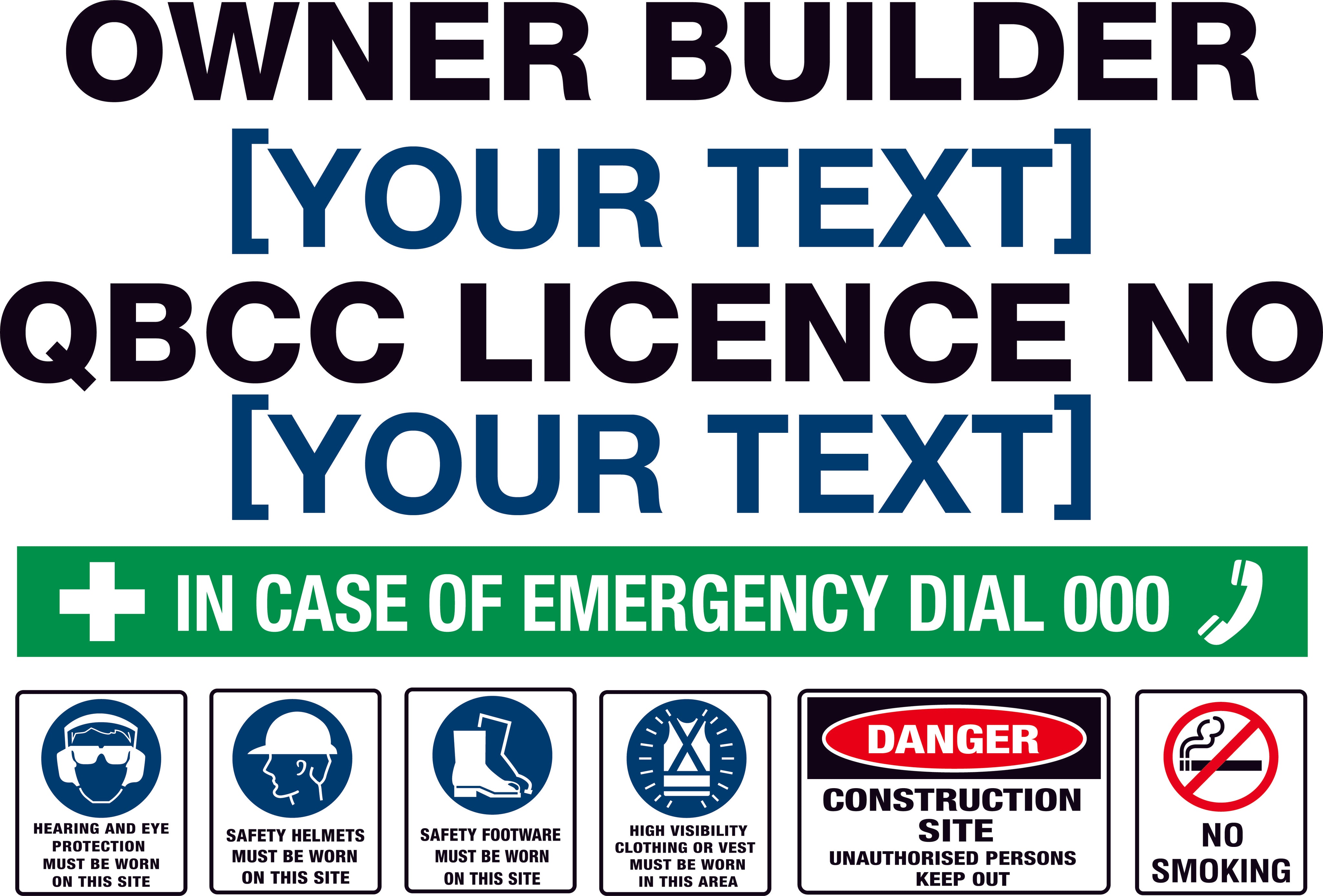 Construction Owner Builder QLD Sign – New Signs
