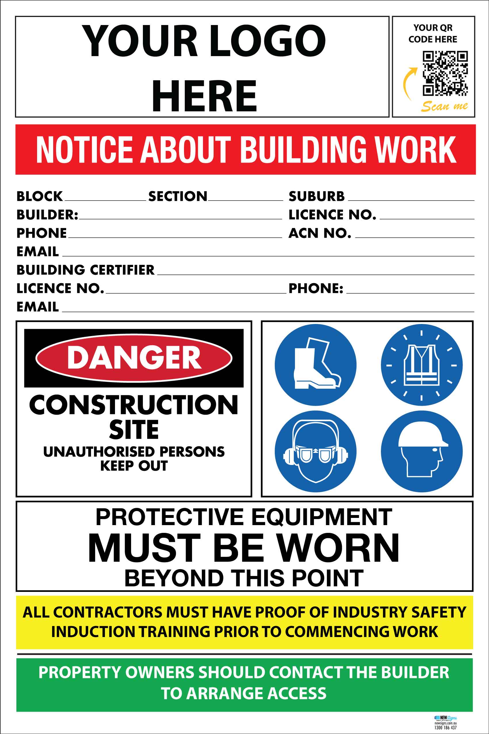 Construction Site Entry Signs & Building Site Entry Signage – New Signs
