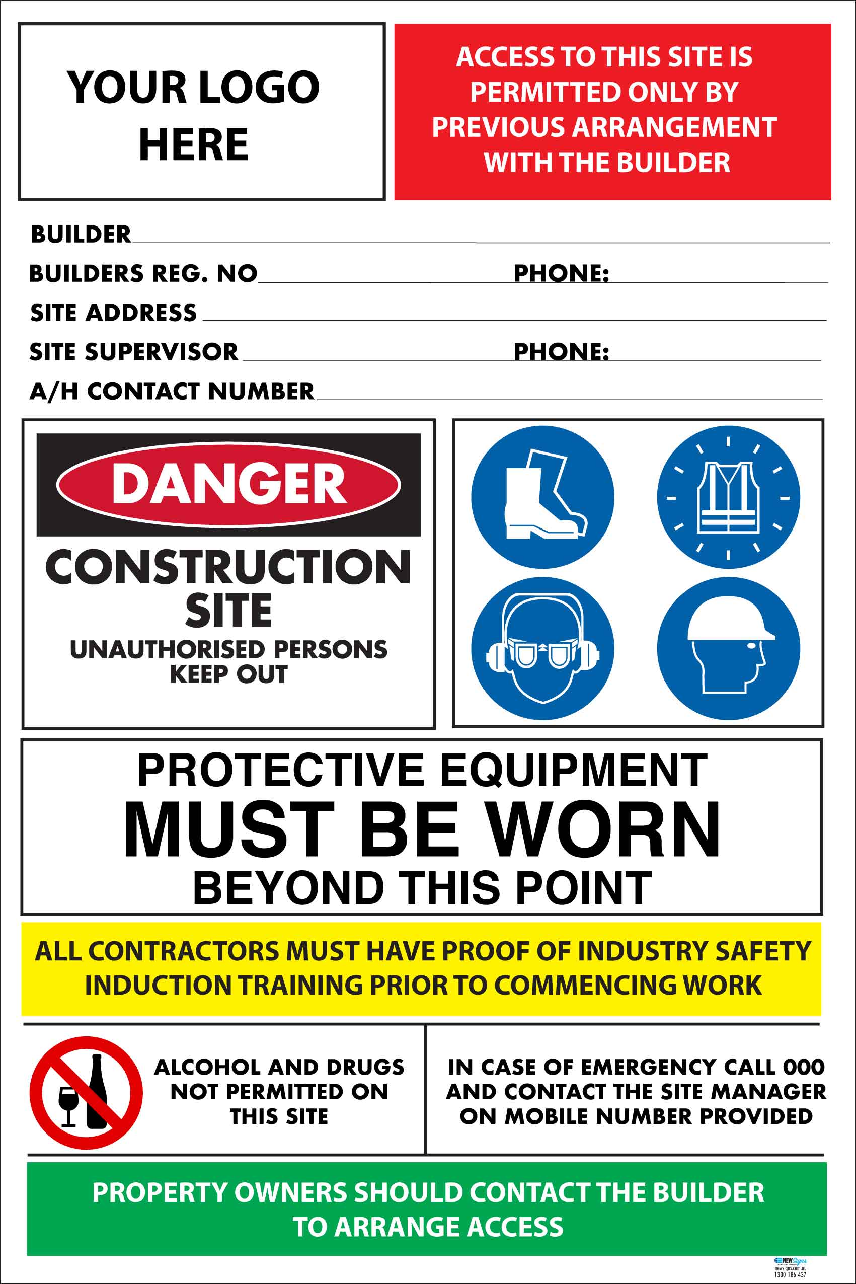 Construction Site Entry Building Sign – New Signs
