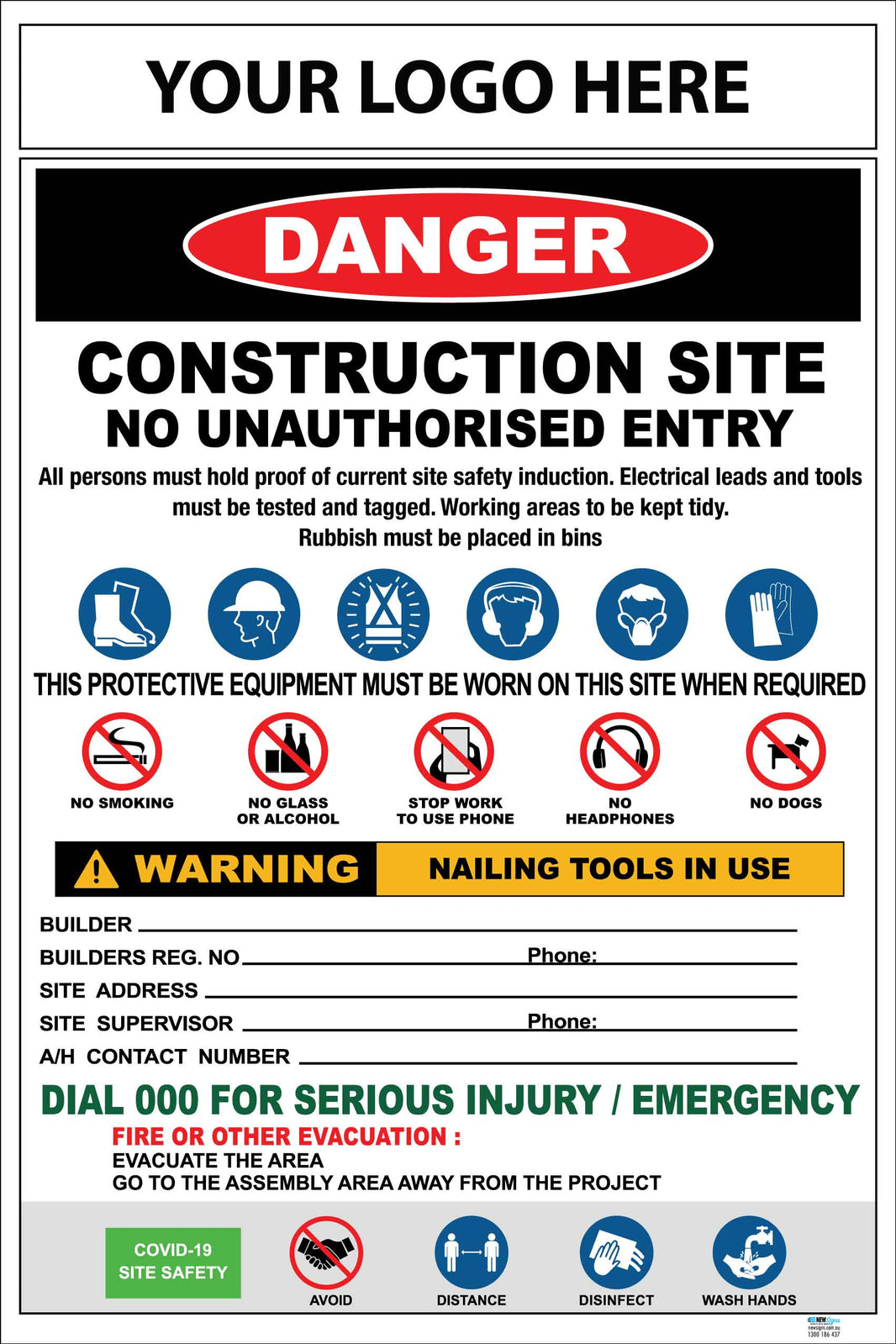 Construction Site Entry Signs & Building Site Entry Signage – New Signs