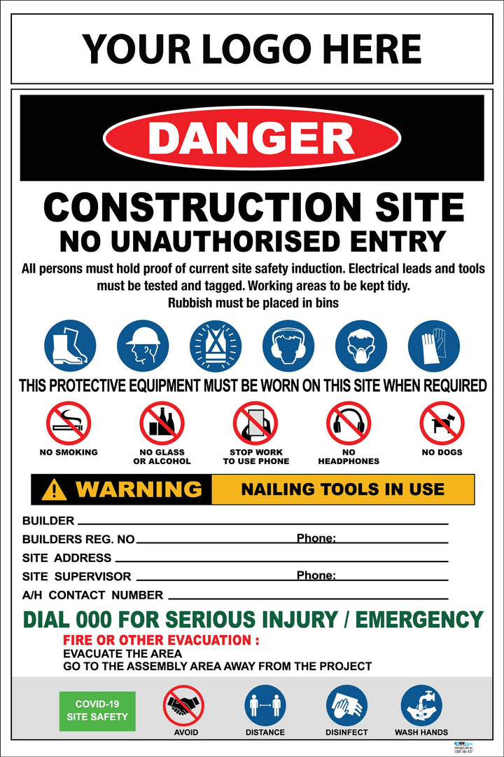 Construction Site Entry Signs & Building Site Entry Signage – New Signs