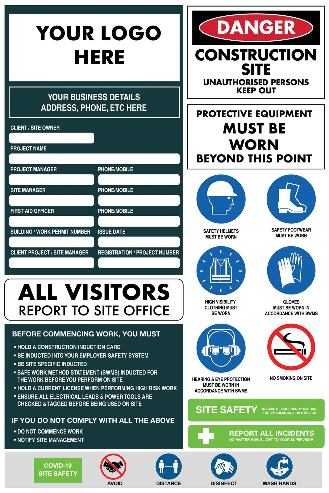 Construction Site Entry Signs & Building Site Entry Signage – New Signs