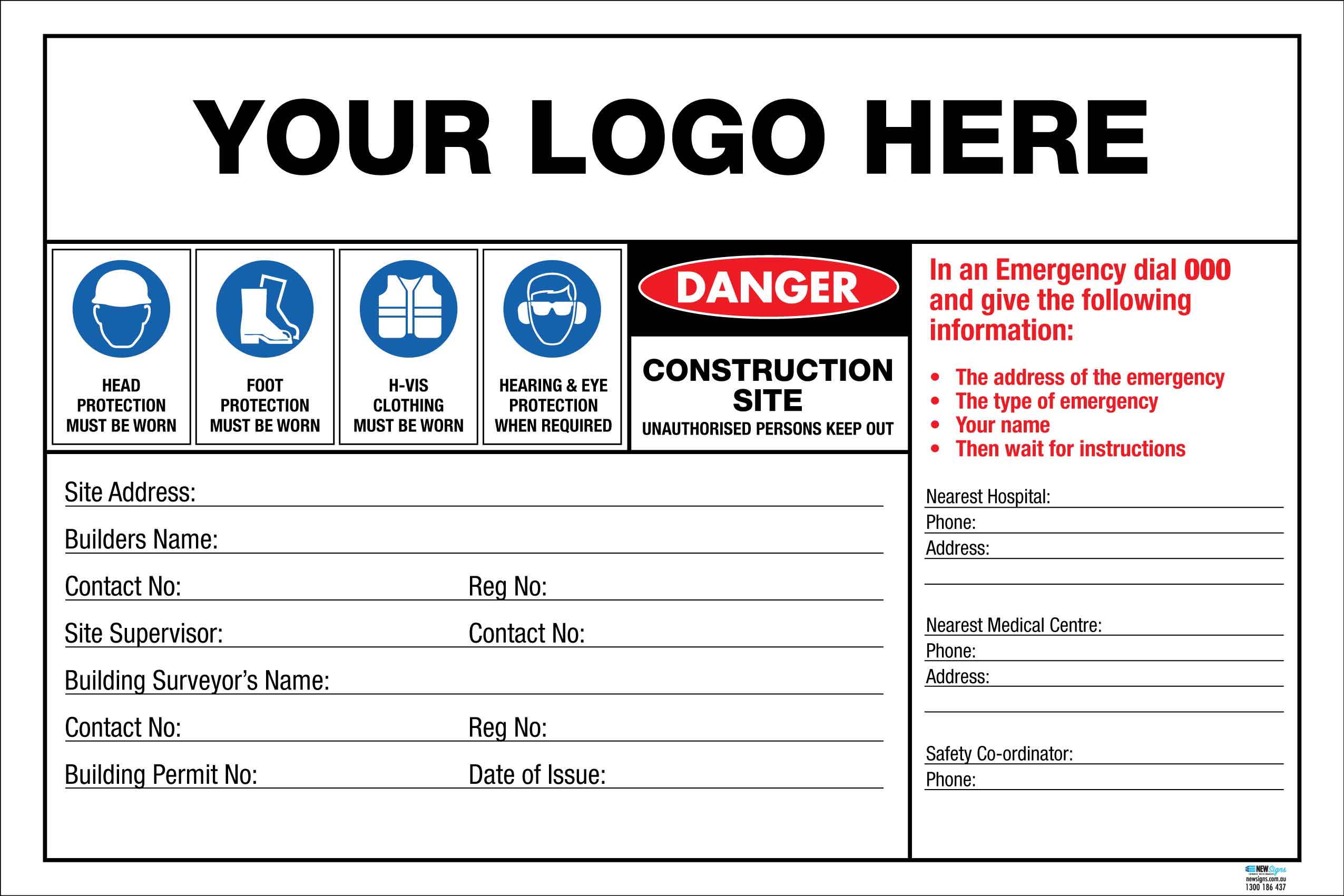 Construction Site Entry Danger PPE Sign – New Signs