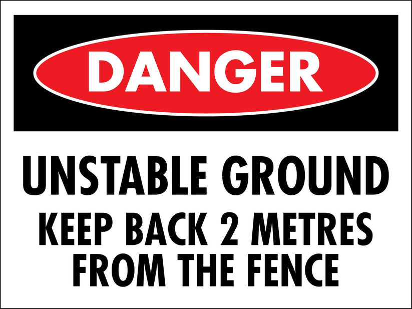 Danger Unstable Ground Keep Back Sign – New Signs