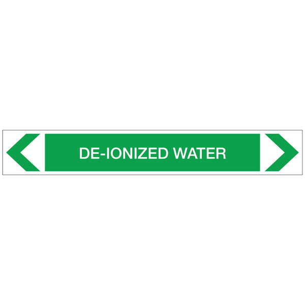 Water - De-Ionized Water - Pipe Marker Sticker – New Signs