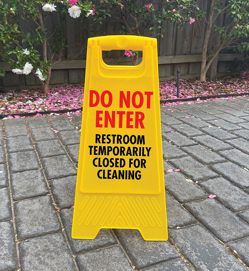 Yellow A-Frame - Do Not Enter Restroom Temporarily Closed For Cleaning ...
