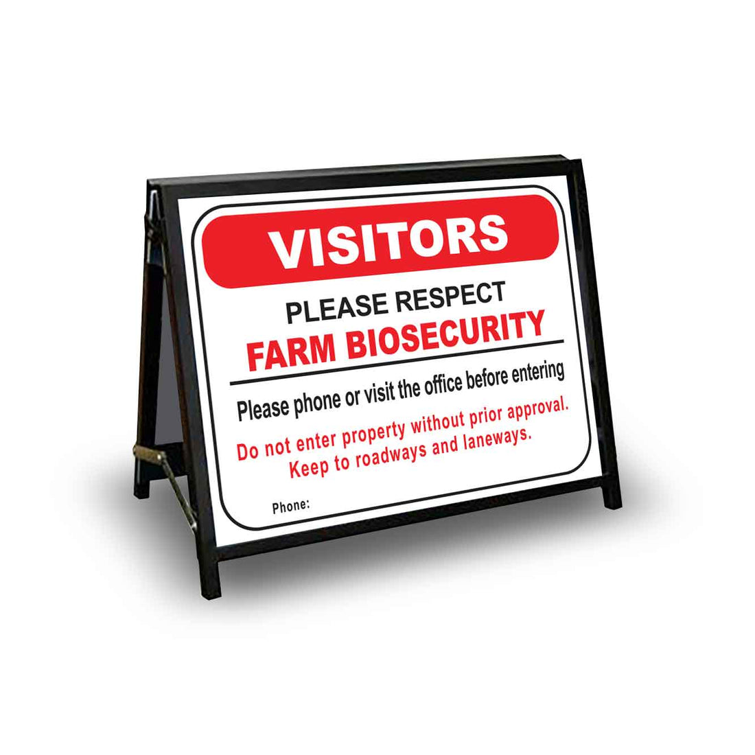 A-Frame Landscape Black - Farm Biosecurity Visitors Corflute Inserts ...