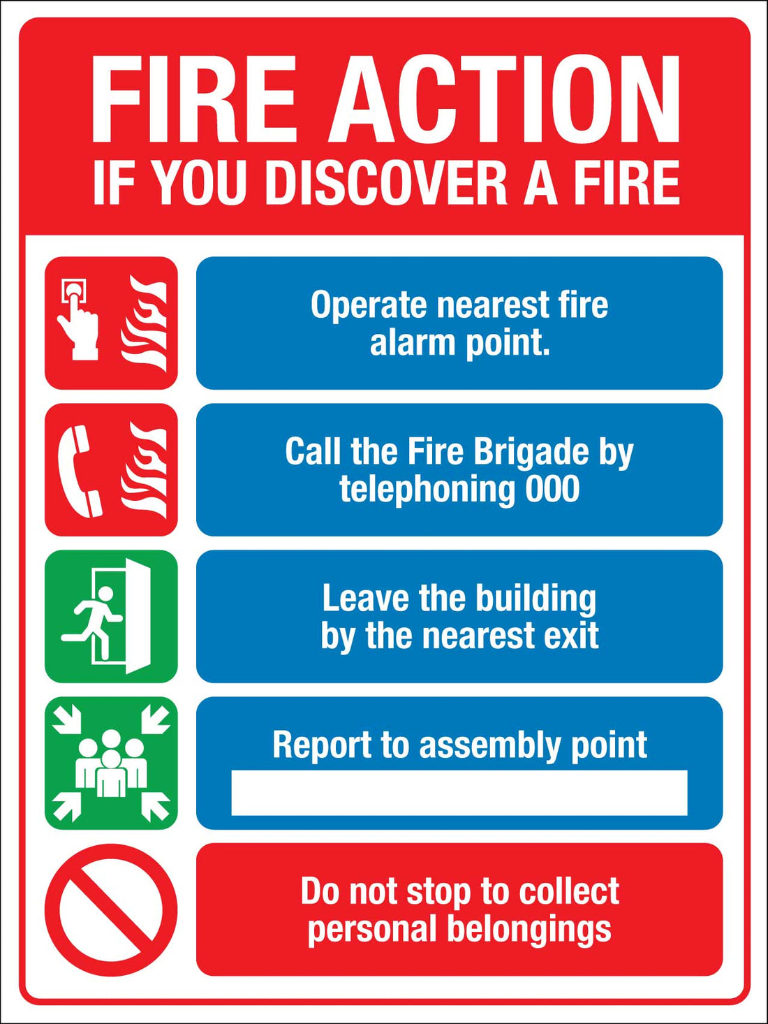 Fire Action Sign – New Signs