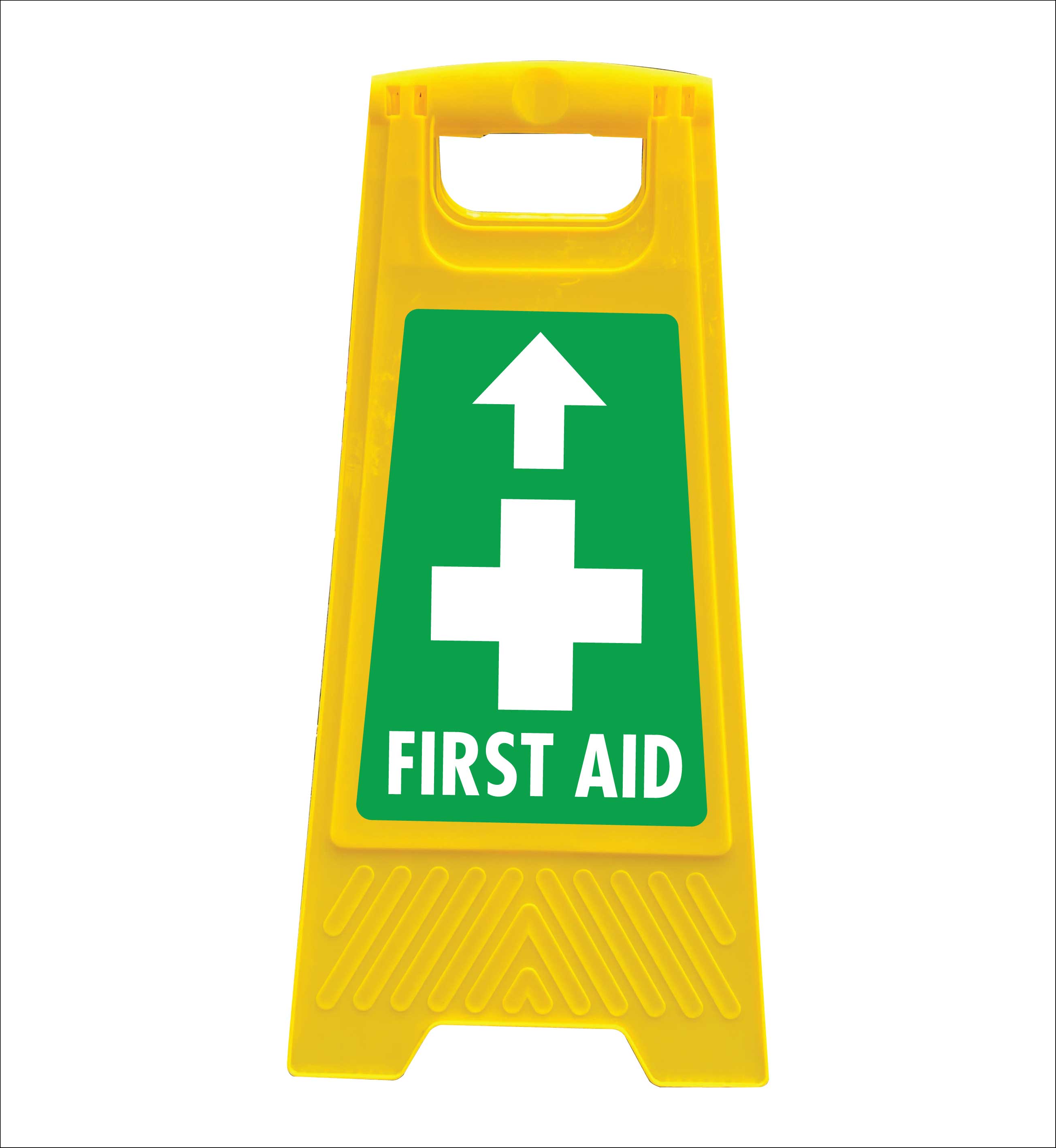 Yellow A-Frame - First Aid Arrow Up – New Signs