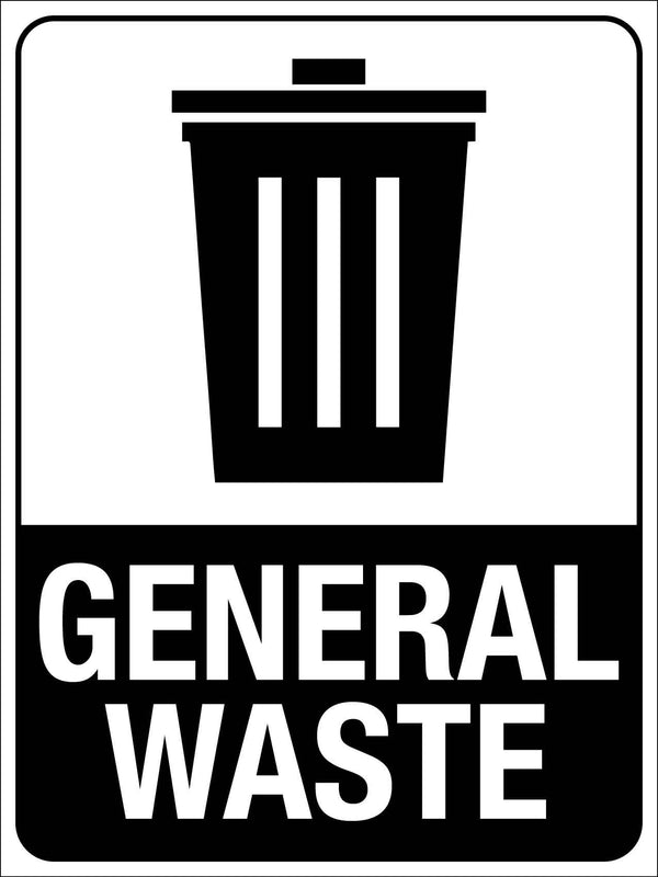 General Waste Black Bin Sign – New Signs