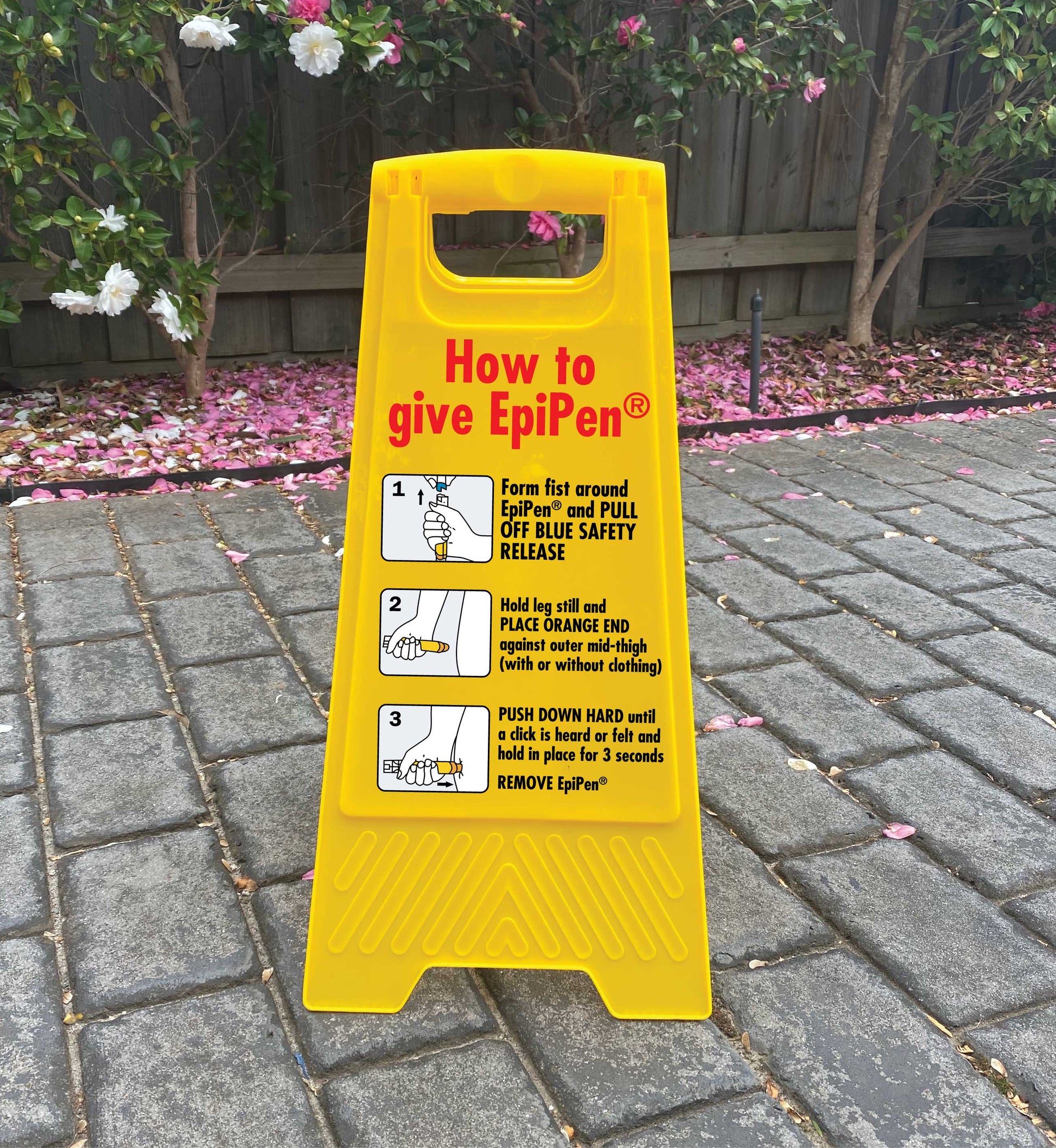 Yellow A-Frame - How To Give EpiPen – New Signs