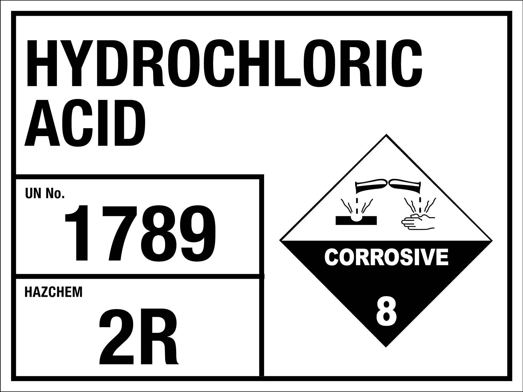 Hydrochloric Acid 1789 2R Sign – New Signs