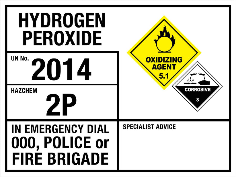 Hydrogen Peroxide 2014 2P Emergency information Sign – New Signs
