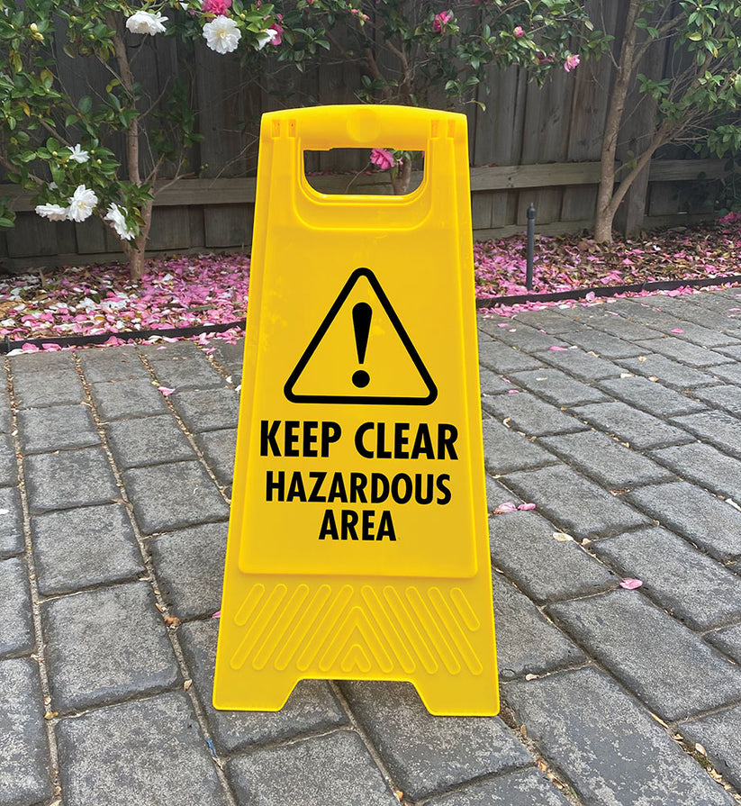 Yellow A-Frame - Keep Clear Hazardous Area – New Signs
