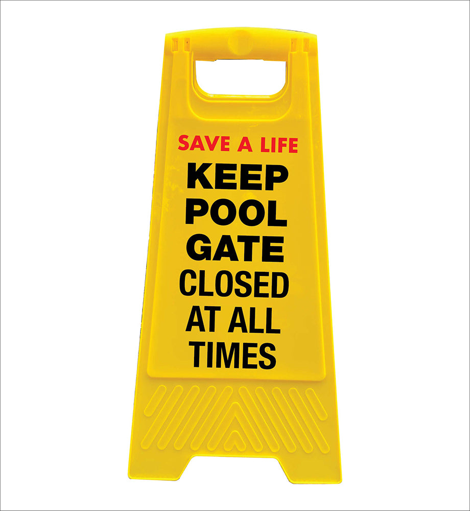 Yellow A-Frame - Keep Pool Gate Closed At All Times – New Signs