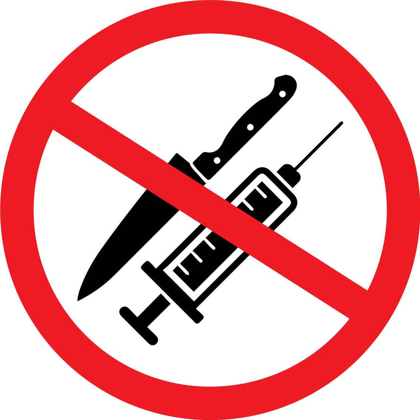 No Sharp Objects Decals – New Signs