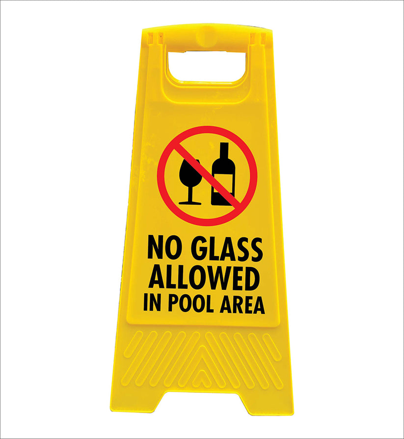Yellow A-Frame - No Glass Allowed In Pool Area – New Signs