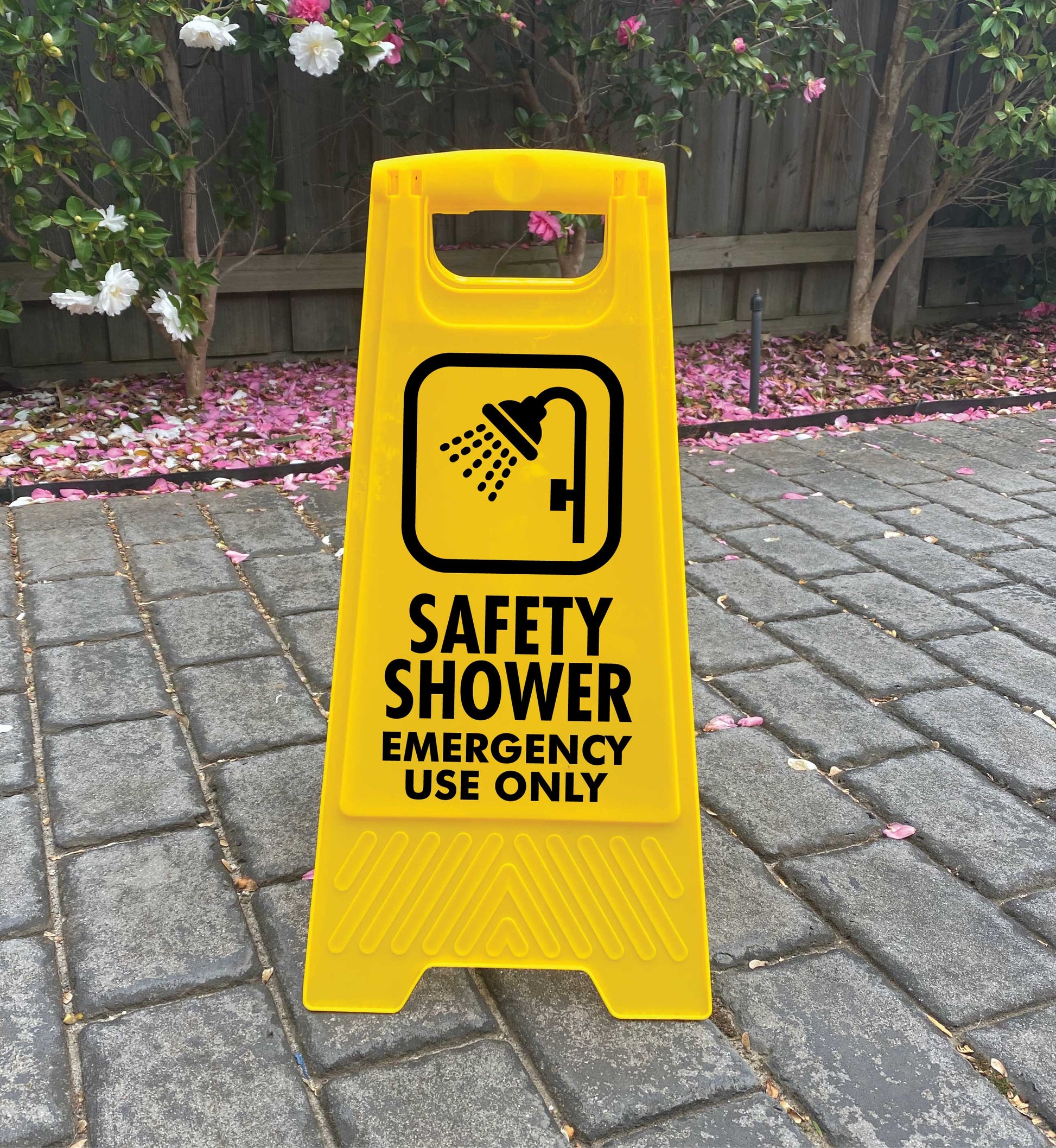 Yellow A-Frame - Safety Shower Emergency Use Only – New Signs