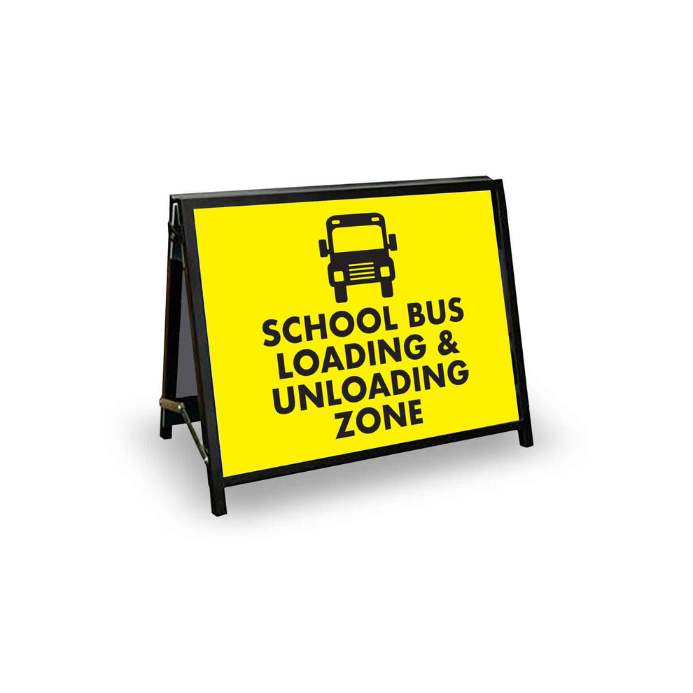 A-Frame Landscape Black - School Bus Loading & Unloading Zone Corflute ...