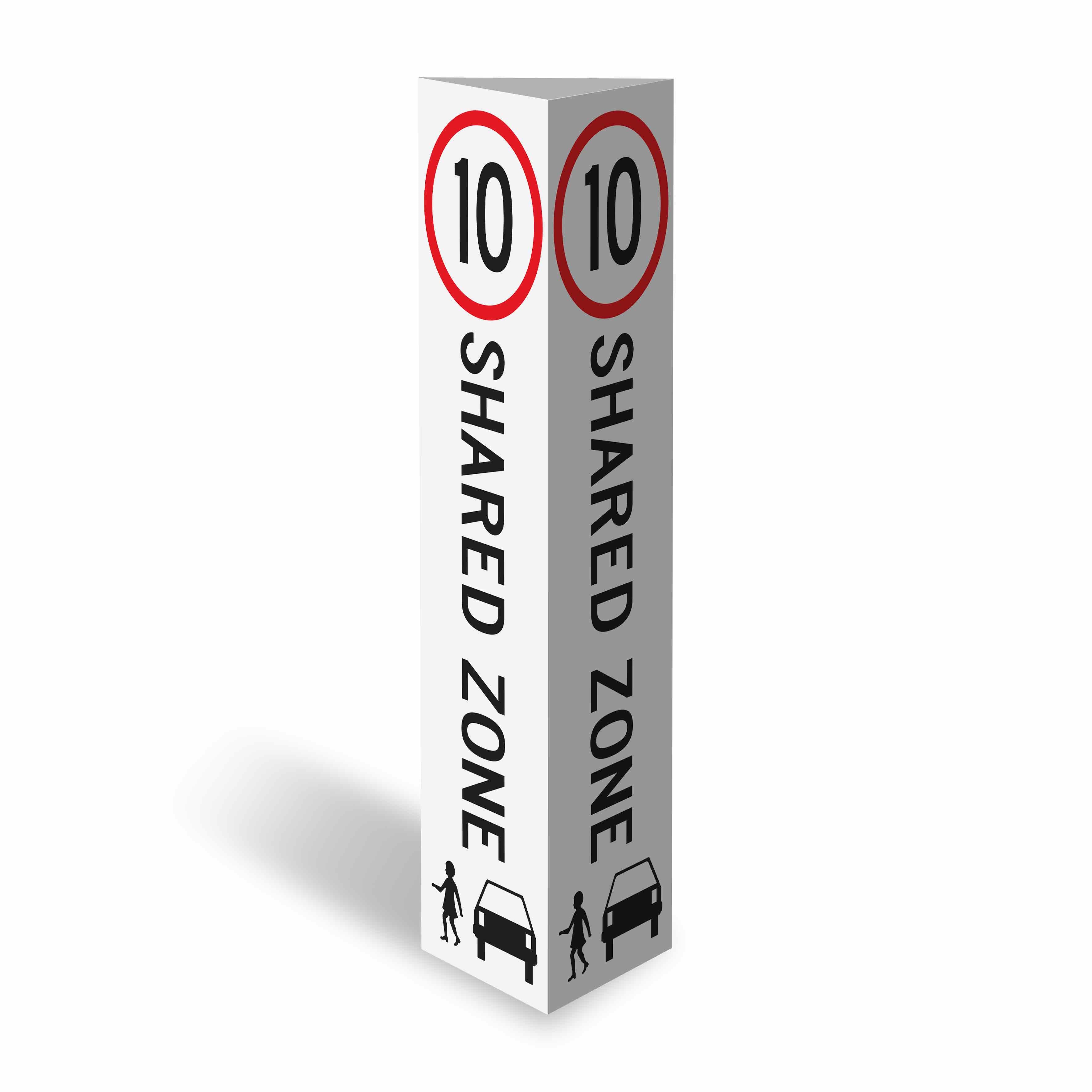 Shared Zone 10km Speed Limit - Corflute Bollard Cover – New Signs