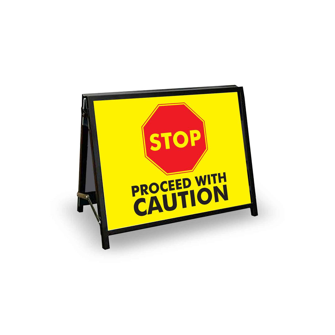 A-Frame Landscape Black - Stop Proceed With Caution Area Corflute Inse ...