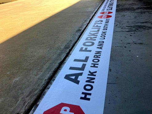 Stop All Forklifts Honk Horn and Look Both Ways - Floor Sticker – New Signs