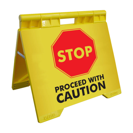 Stop Proceed With Caution - Evarite A-Frame Sign – New Signs