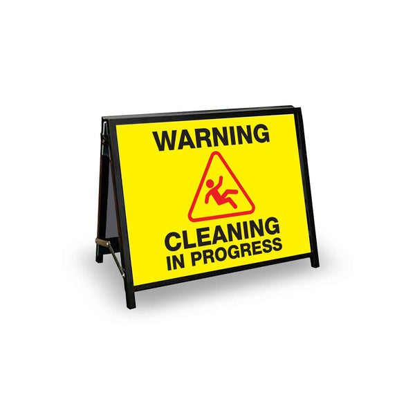 A-Frame Landscape Black - Warning Cleaning In Progress Corflute Insert ...