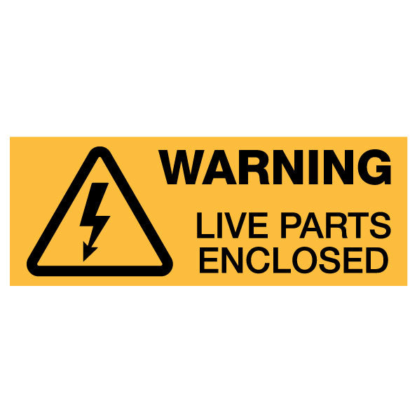 Warning Live Parts Enclosed (Rectangle) Decal – New Signs