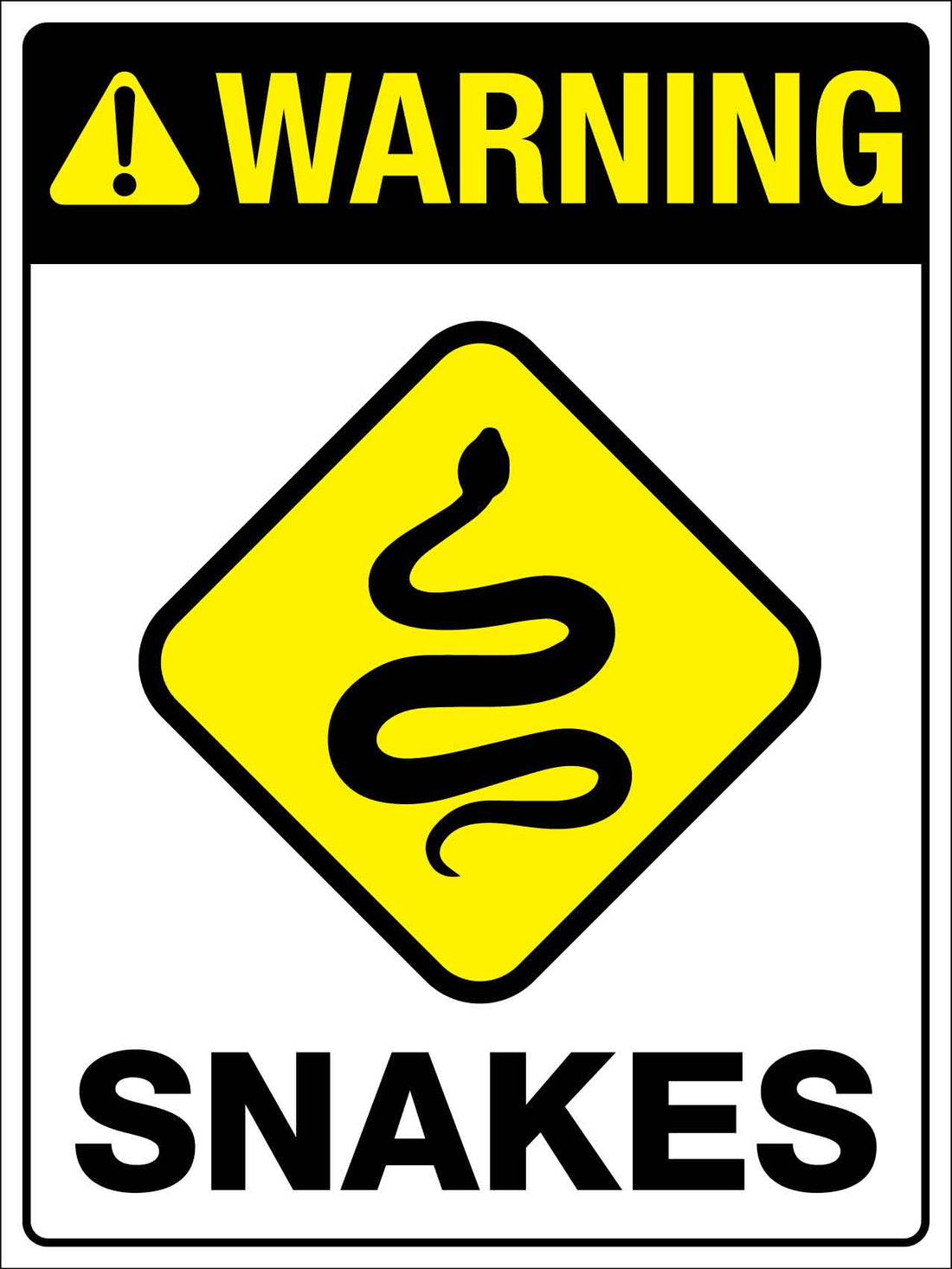 Warning Snakes White Sign – New Signs
