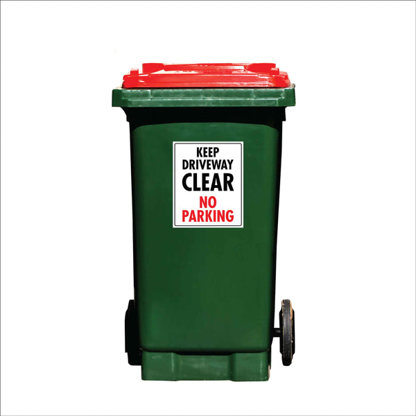 Keep Driveway Clear No Parking Wheelie Bin Sticker – New Signs