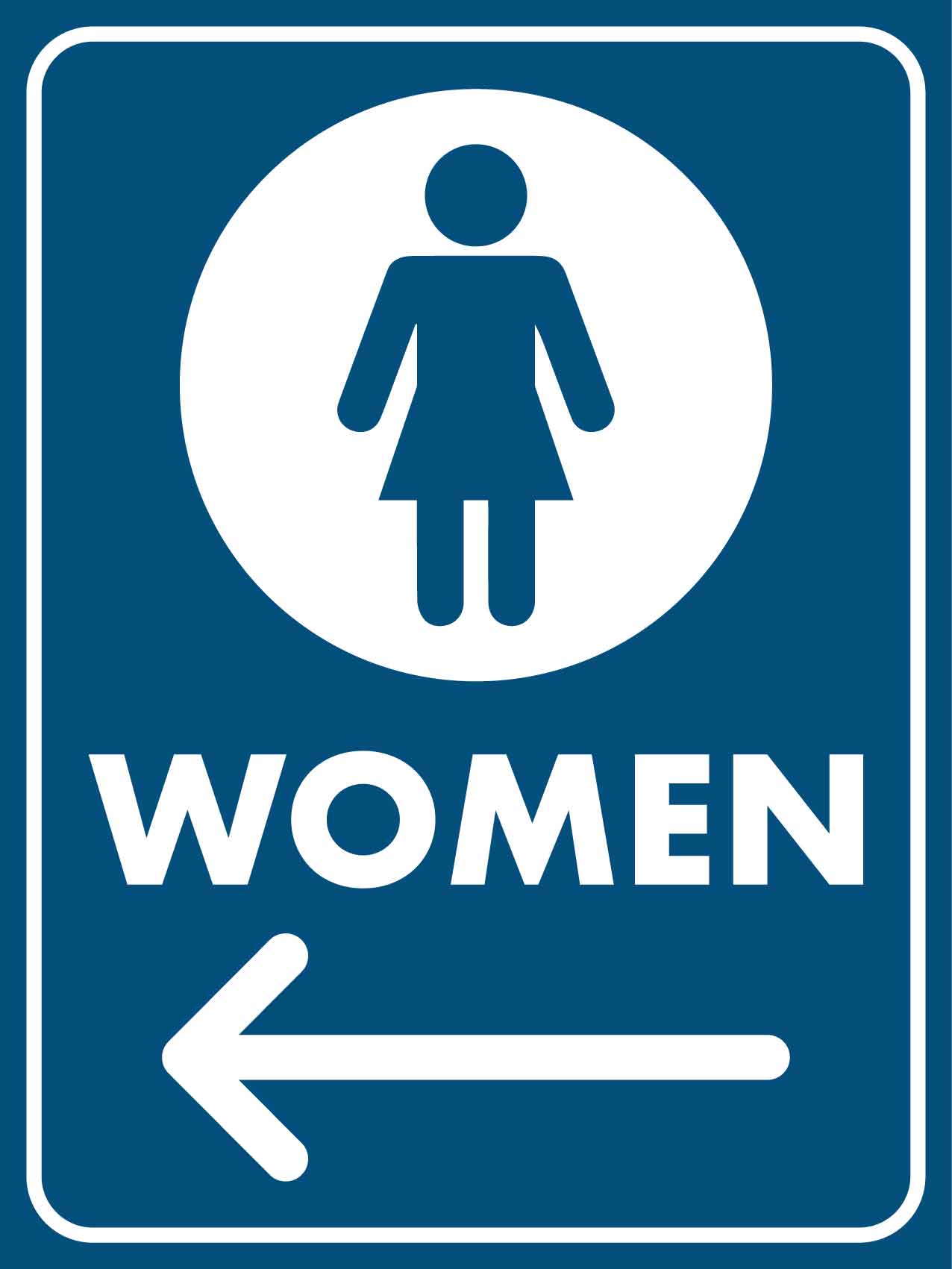 Women Toilet Blue Left Arrow Sign – New Signs
