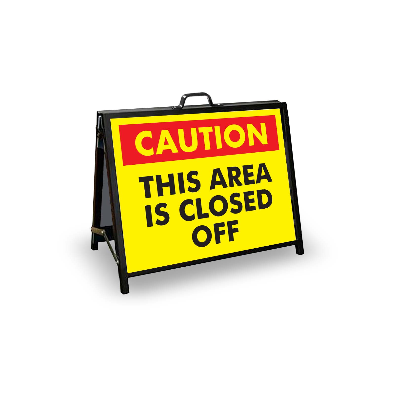 A-Frame Landscape Black - Caution This Area Is Closed Off Corflute Ins ...