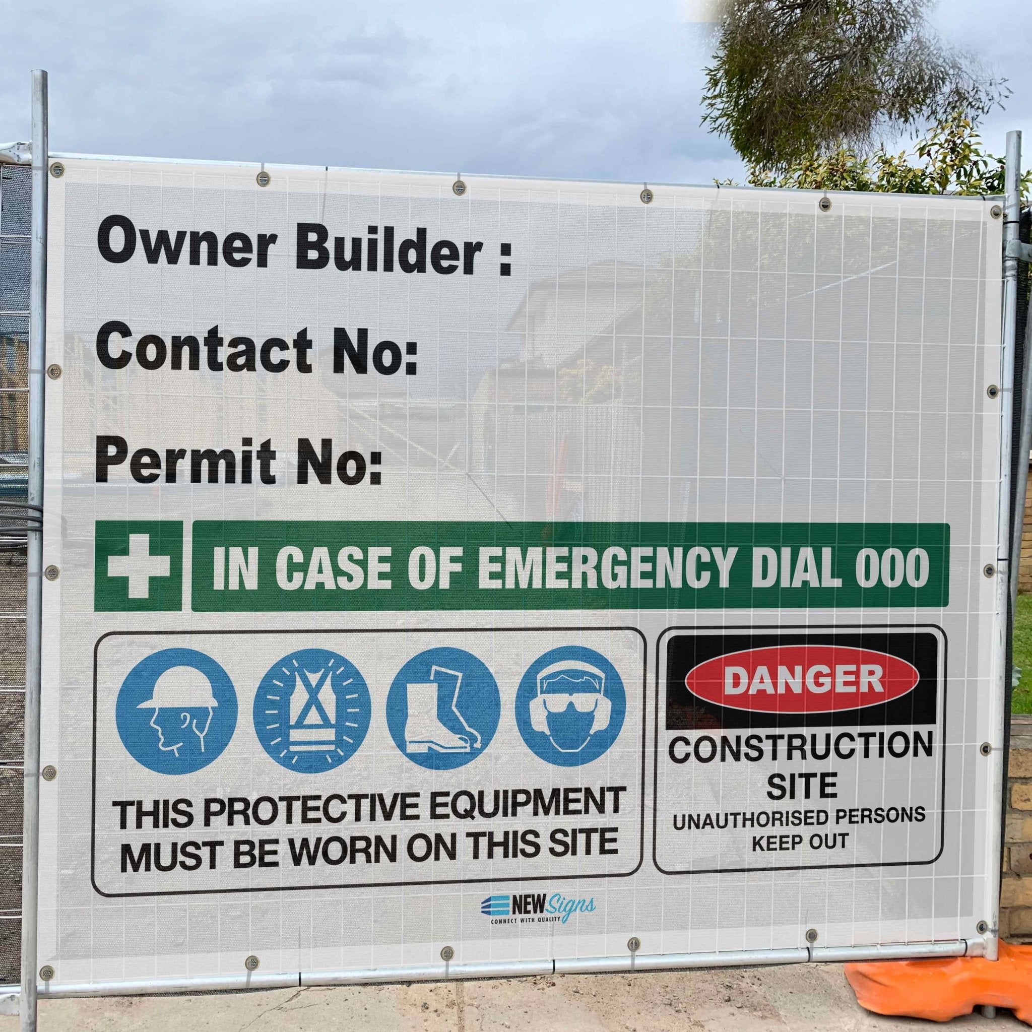 Construction Owner Builder Danger - Mesh Banner – New Signs