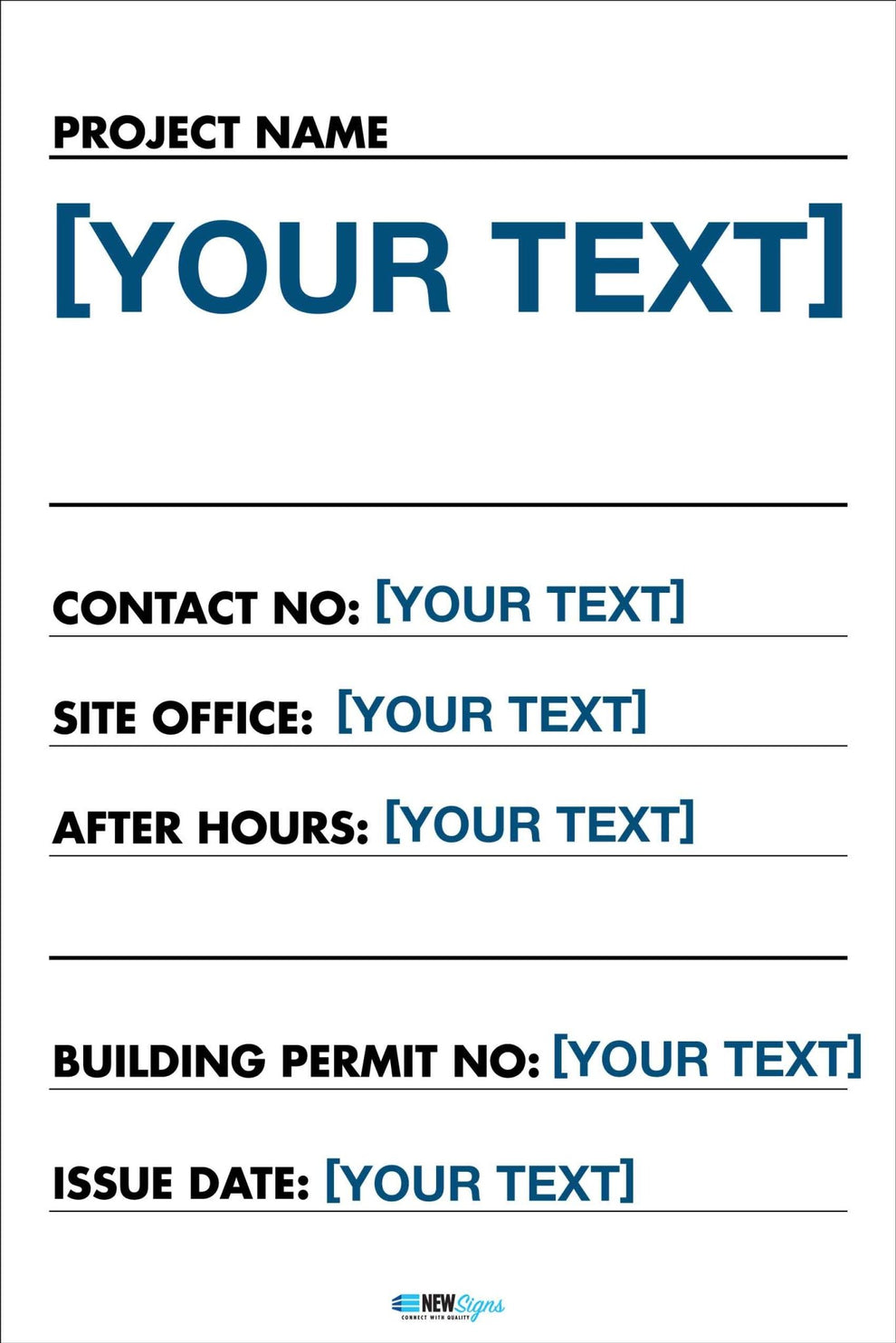 Construction Owner Builder Sign – New Signs