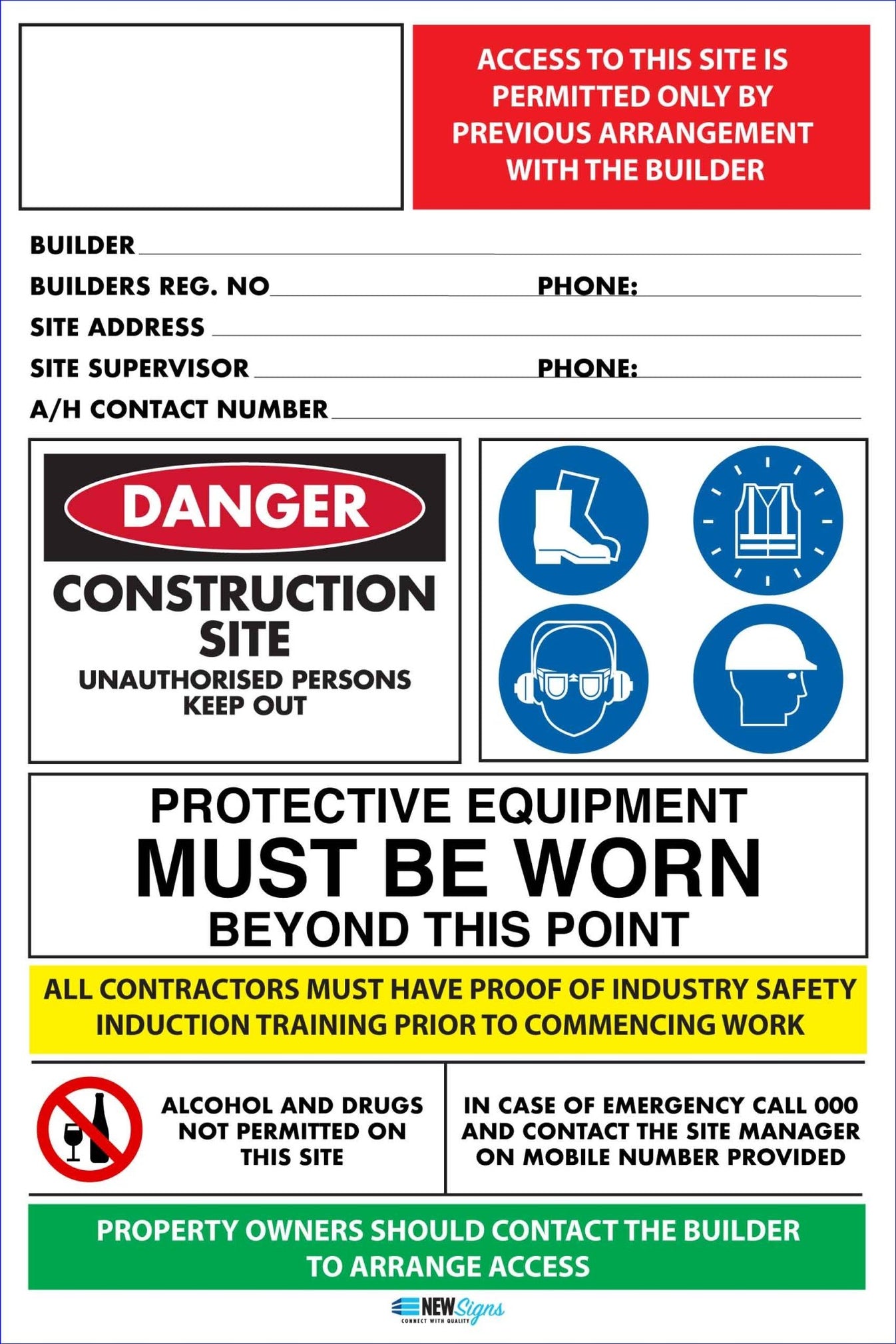 Construction Site Entry Building Sign – New Signs