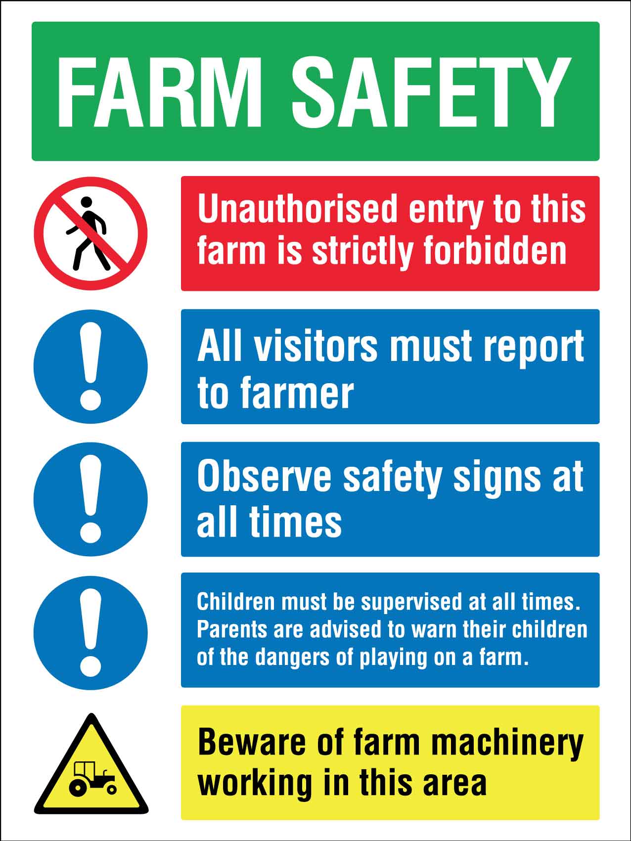 Farm Safety Unauthorised Sign – New Signs